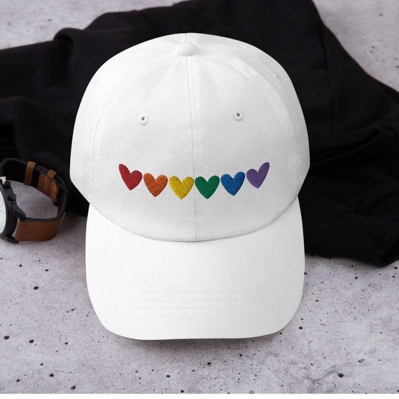 Triya Designs | Accessories | Rainbow Pride Hearts Pride Dad Hat ...
